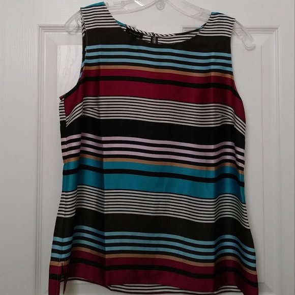 Talbots | Tops | Talbots Silk Striped Shell Multicolor Sleeveless ...